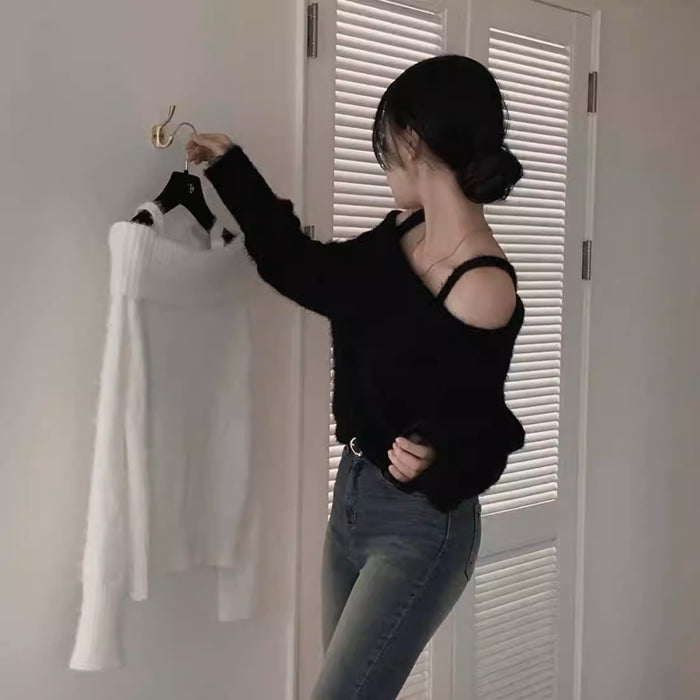 街中でも綺麗な彼女のシャギーオフショルニットN1697 – merci latte 街中でも綺麗な彼女のシャギーオフショルニットN1697 – merci latte